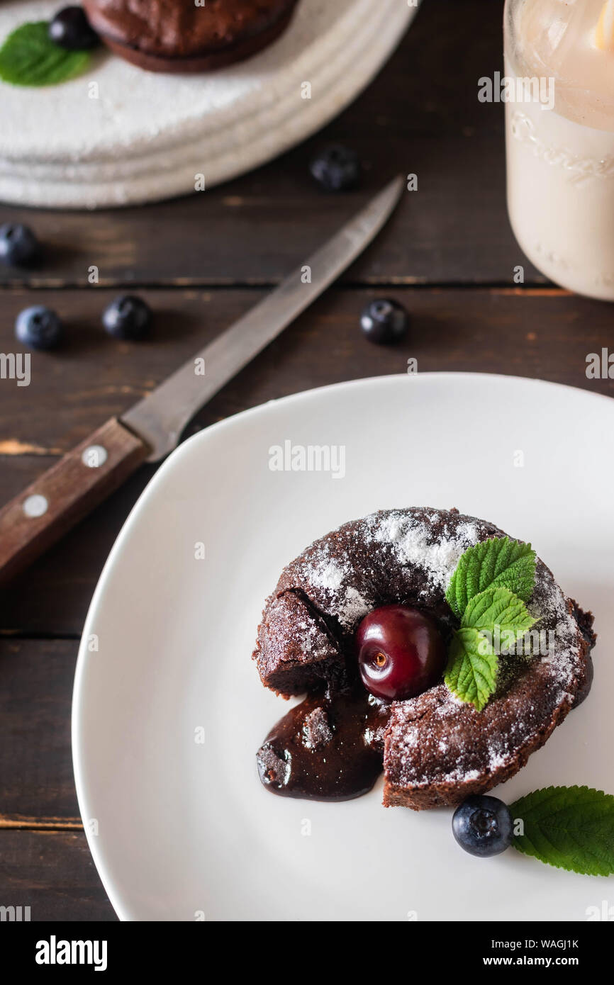 Chocolate fondant - a traditional french chocolate cake with liquid ...