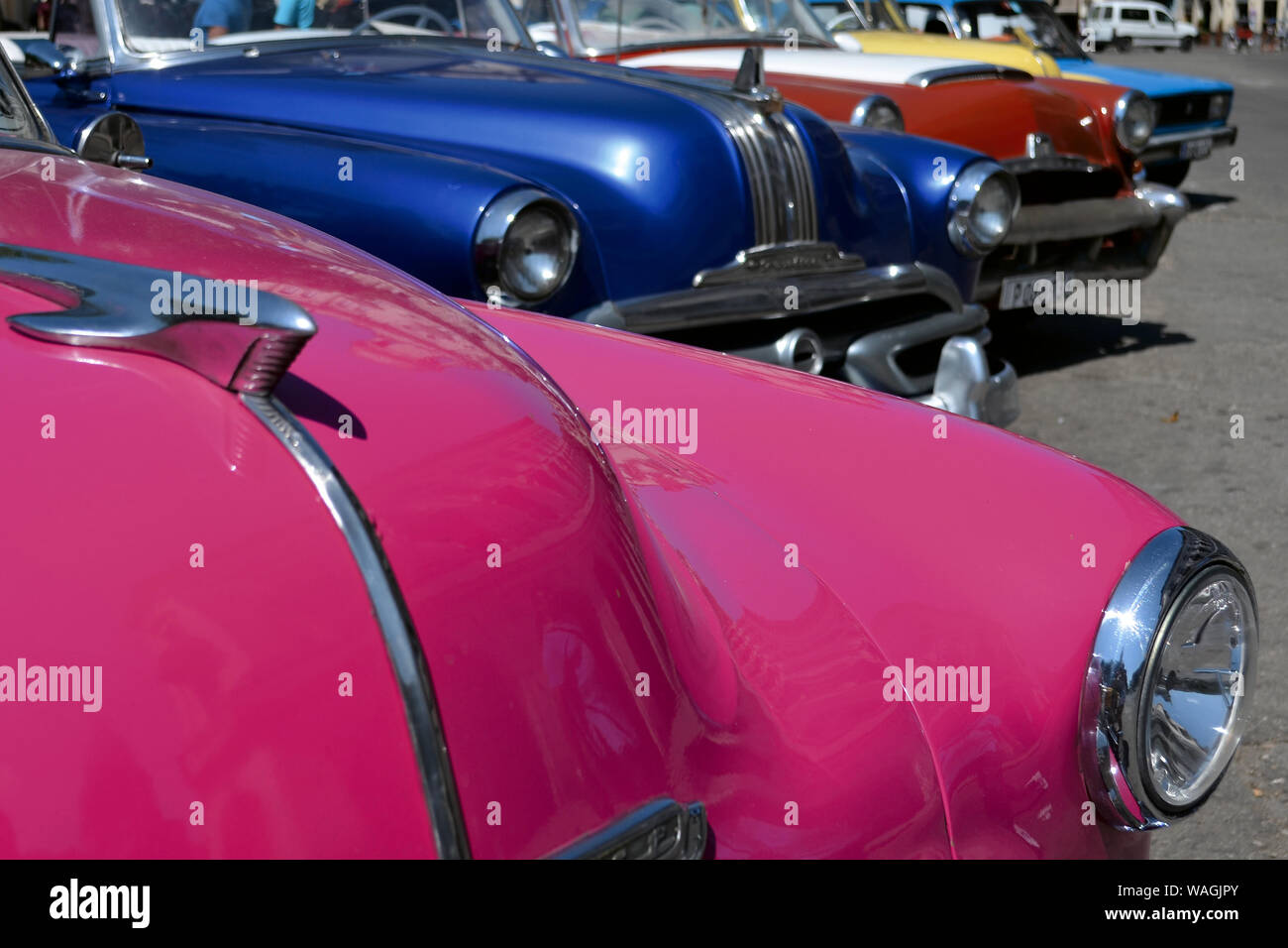 Colourfula Vintage Cuban Car Bonnets Stock Photo - Alamy