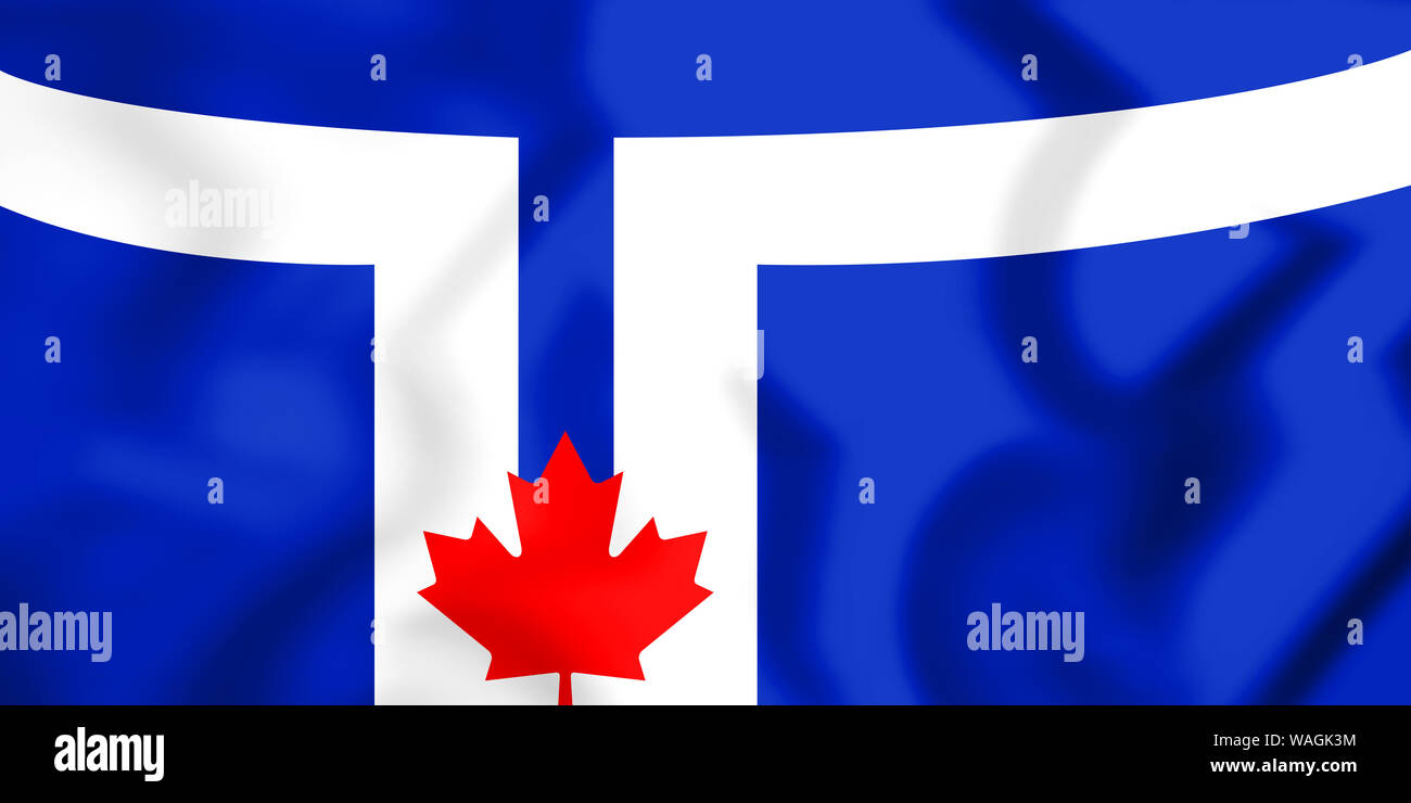 3D Flag of Toronto (Ontario province), Canada. 3D Illustration Stock ...