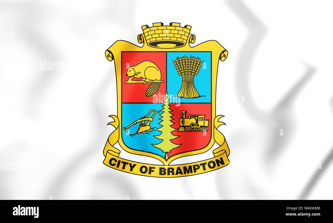 3D Flag of Brampton (Ontario province), Canada. 3D Illustration Stock ...