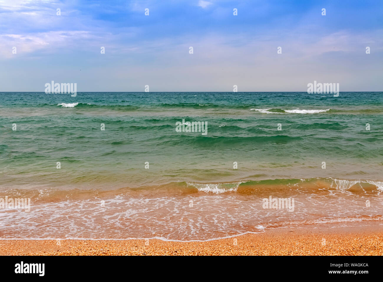A running wave on the sandy shore Stock Photo - Alamy