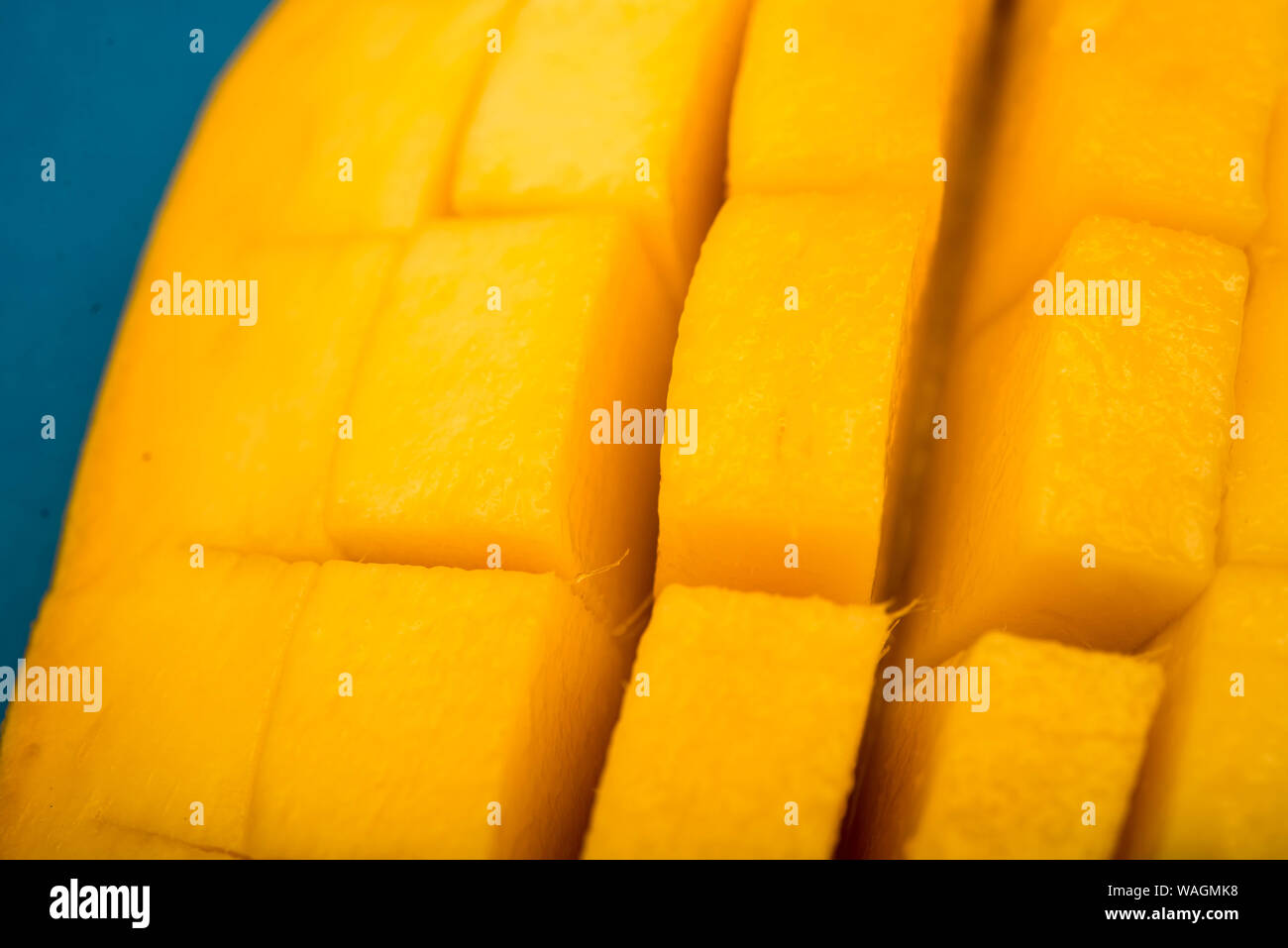 Mango fruit slice close up stock photo, mango cube, Multani Chaunsa ...