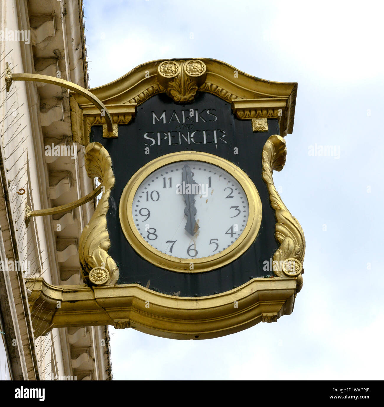 Public clock outside the old Mark and Spencer retail shop at 44 Market ...