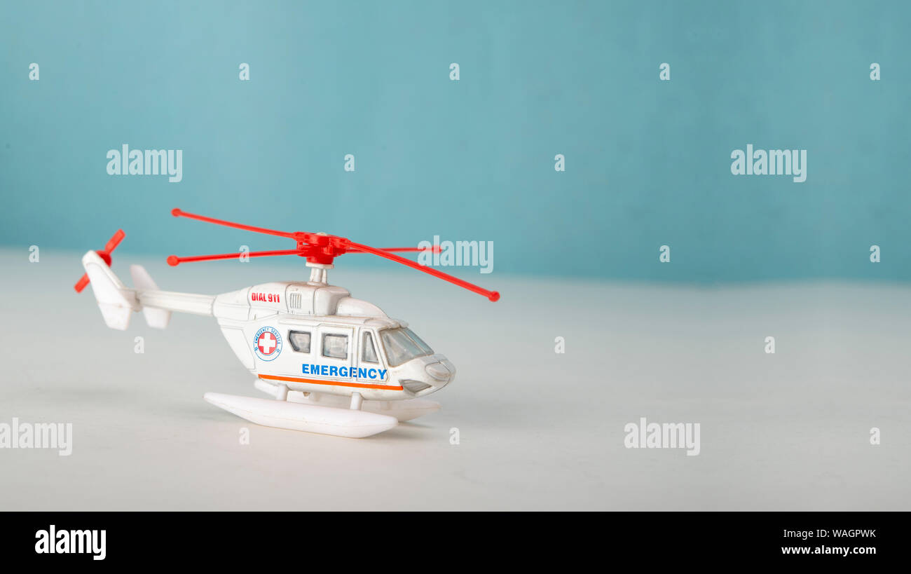 Red medical evacuation Emergency helicopter, medical concept Stock ...