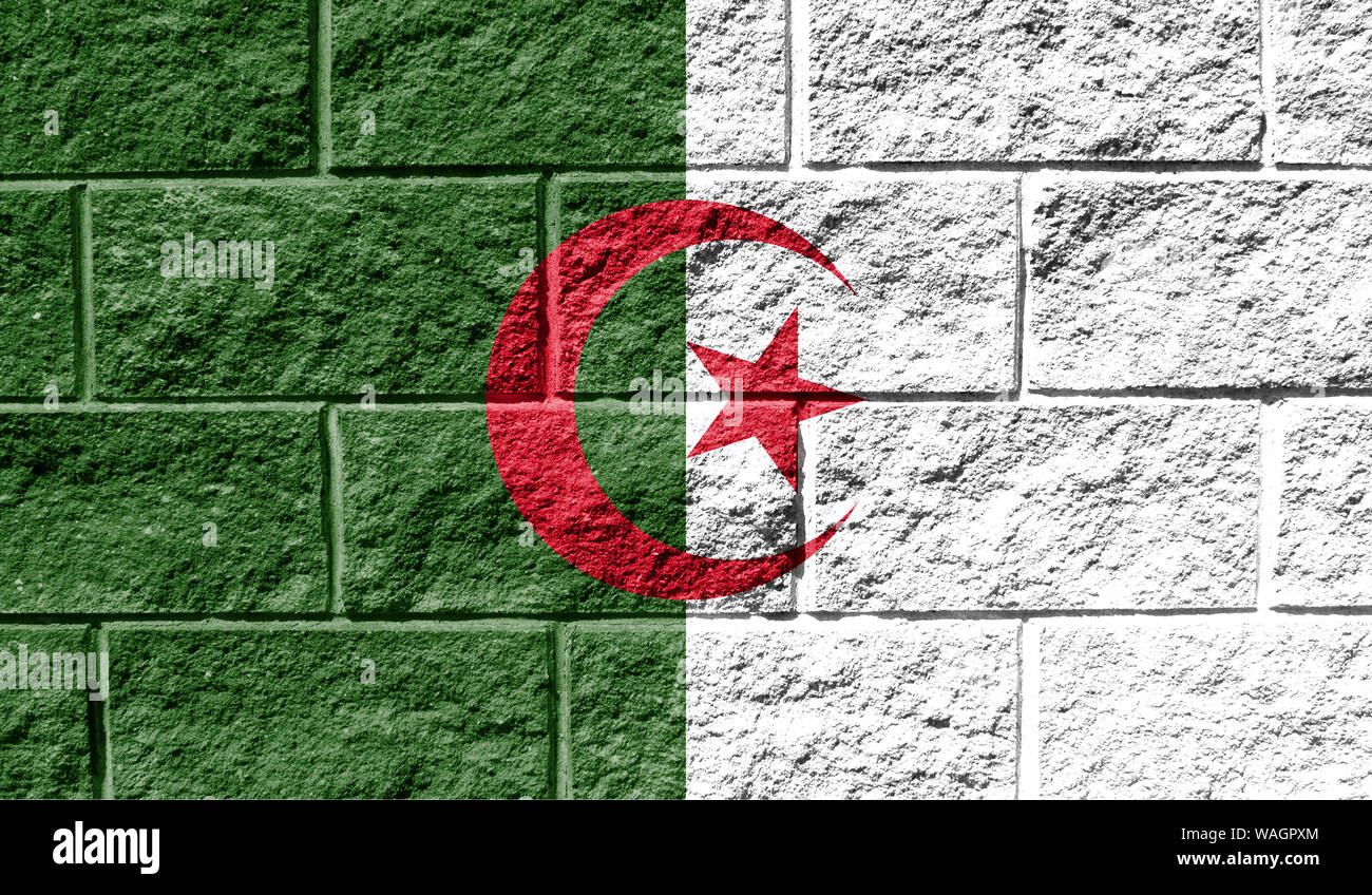 Flag of Algeria close up painted on a cracked wall Stock Photo - Alamy
