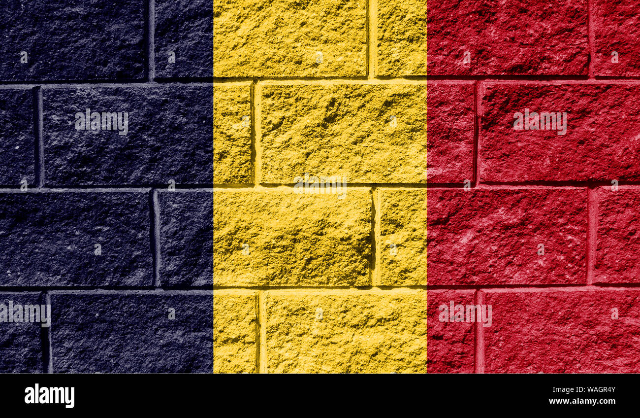 Flag of Chad close up painted on a cracked wall Stock Photo - Alamy