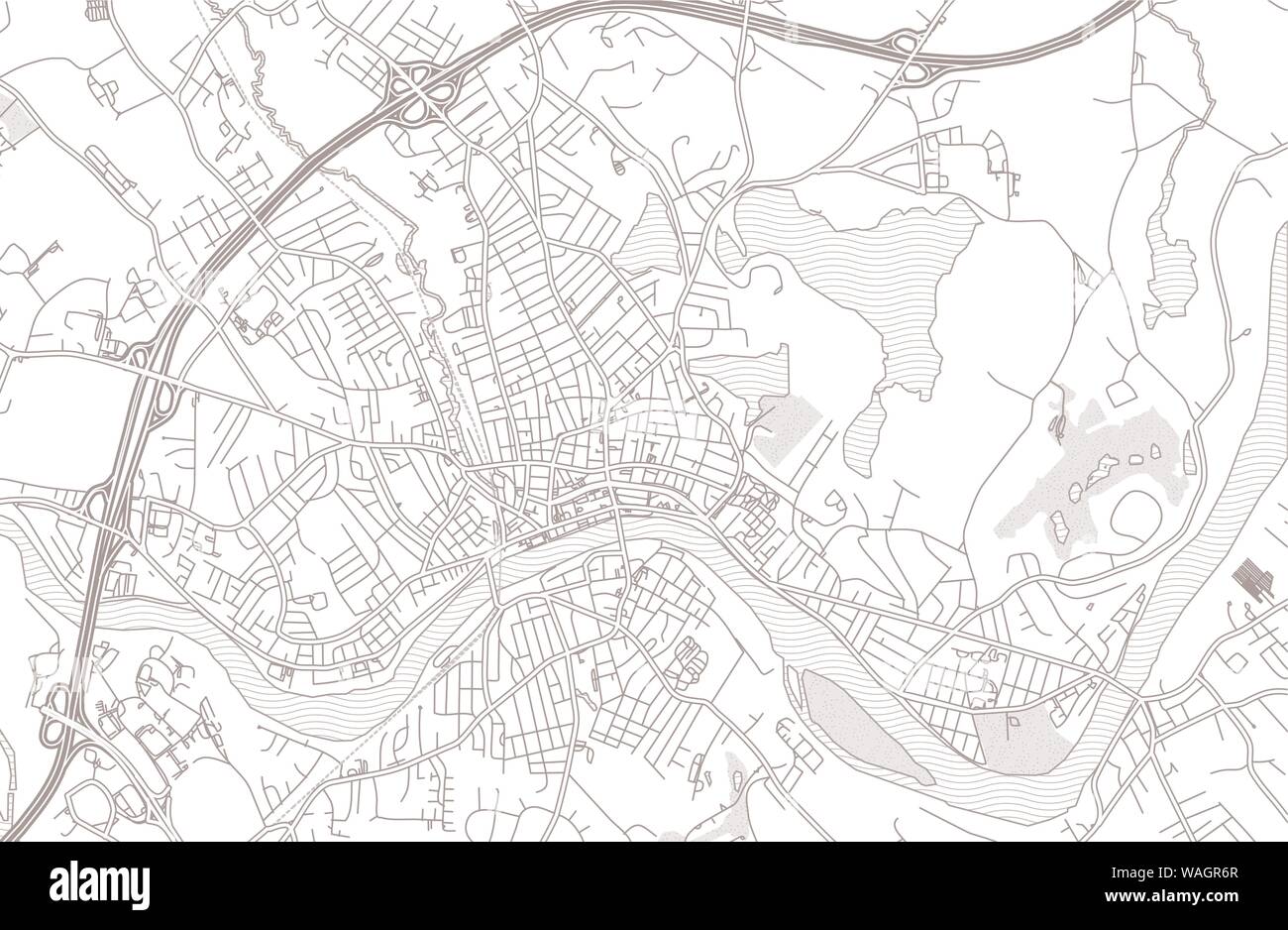 Haverhill, Massachusetts, USA, bright outlined vector map with bigger ...