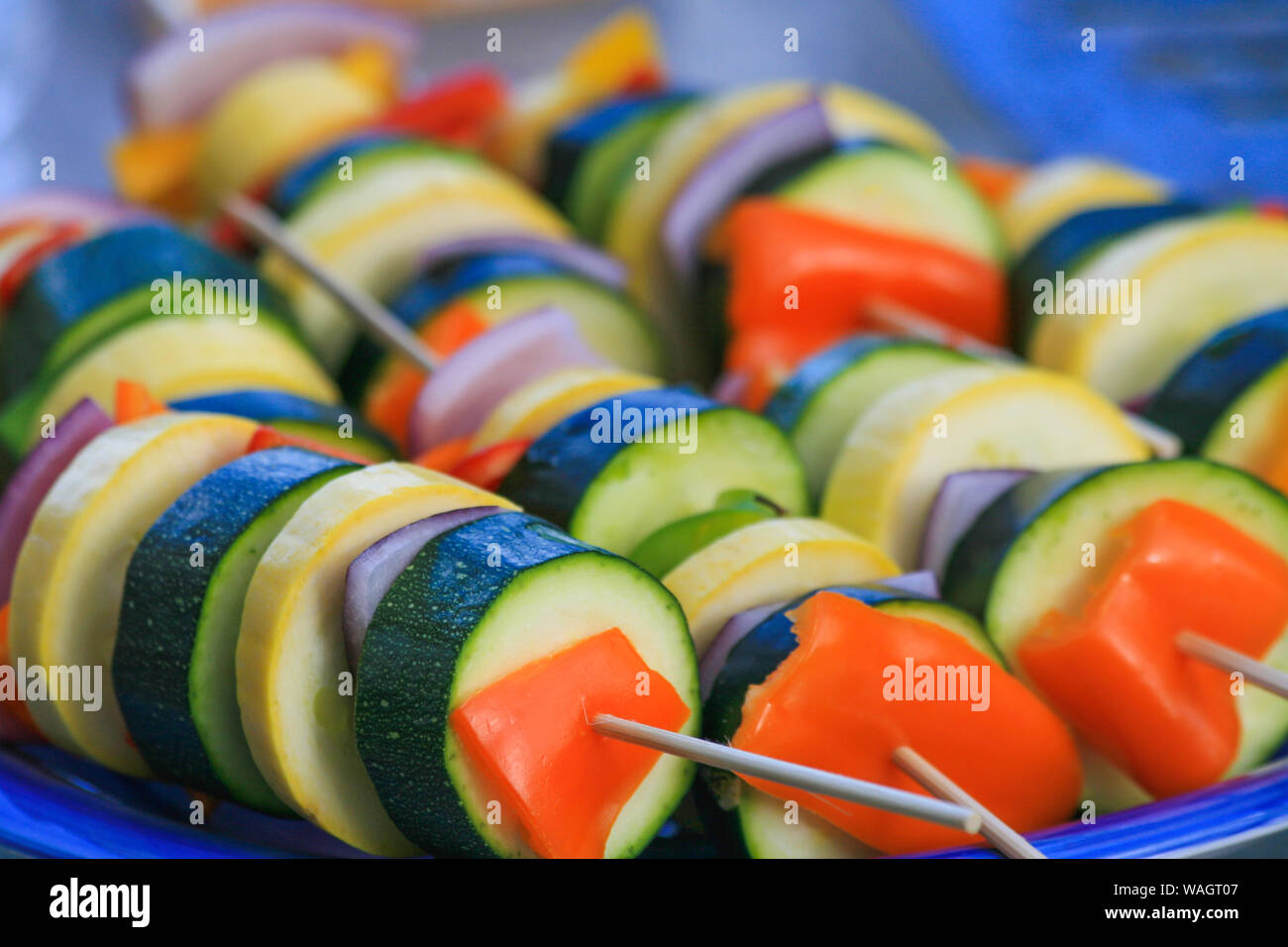 Summer Fresh Garden Vegetable Kabobs ready to grill on the barbecue ...