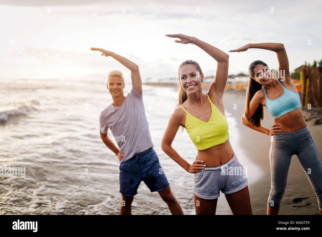 Group beach fitness hi-res stock photography and images - Alamy