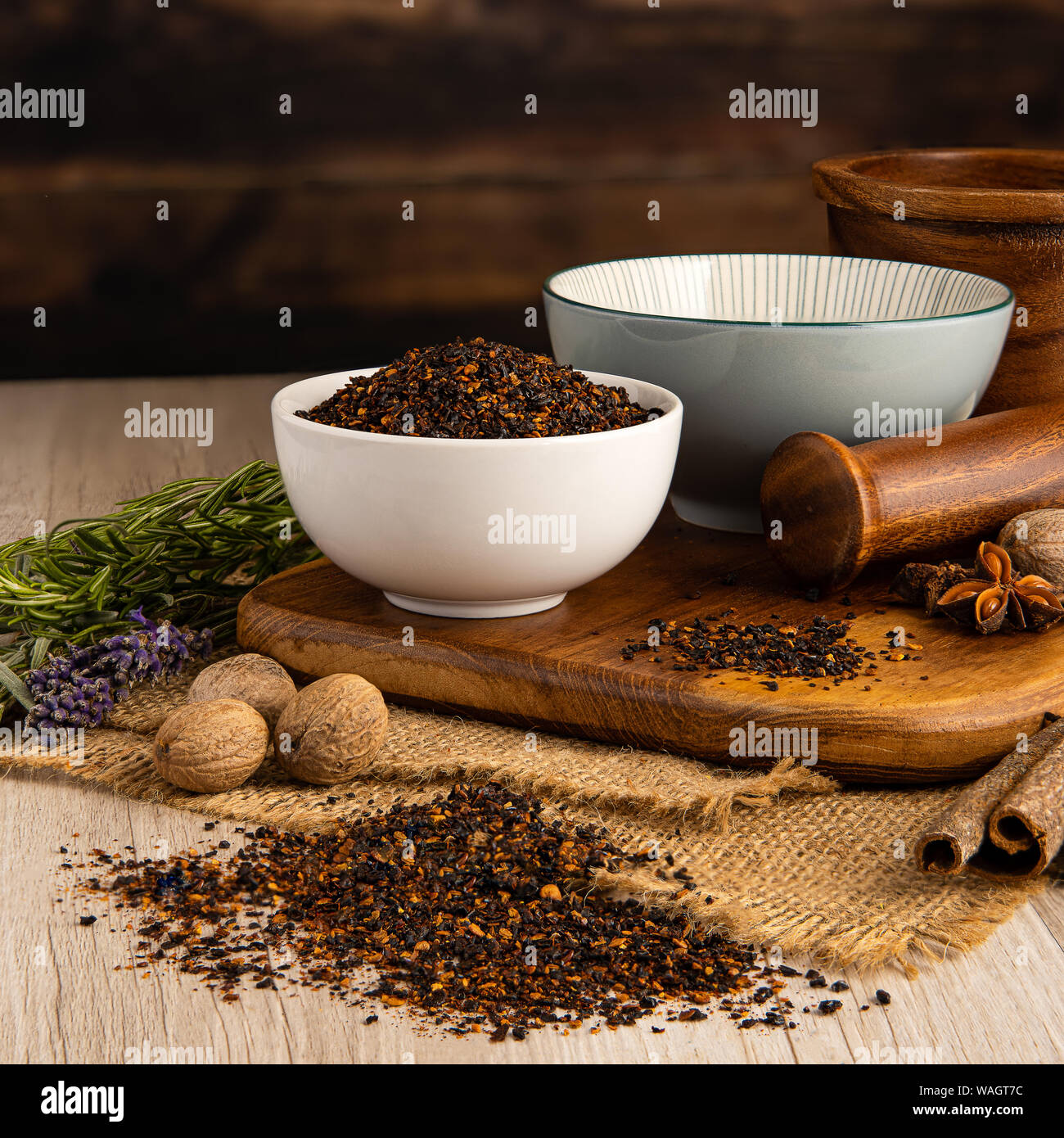 Dried Chipotle Chilli Chie Flakes in a bowl and food preparation and ...