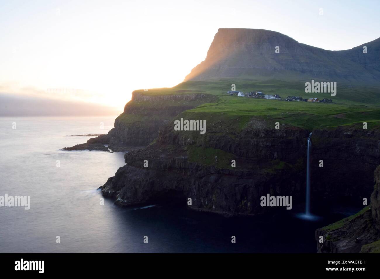 The stunning Mulafossur waterfall in Gasadalur on the Faroe Islands ...