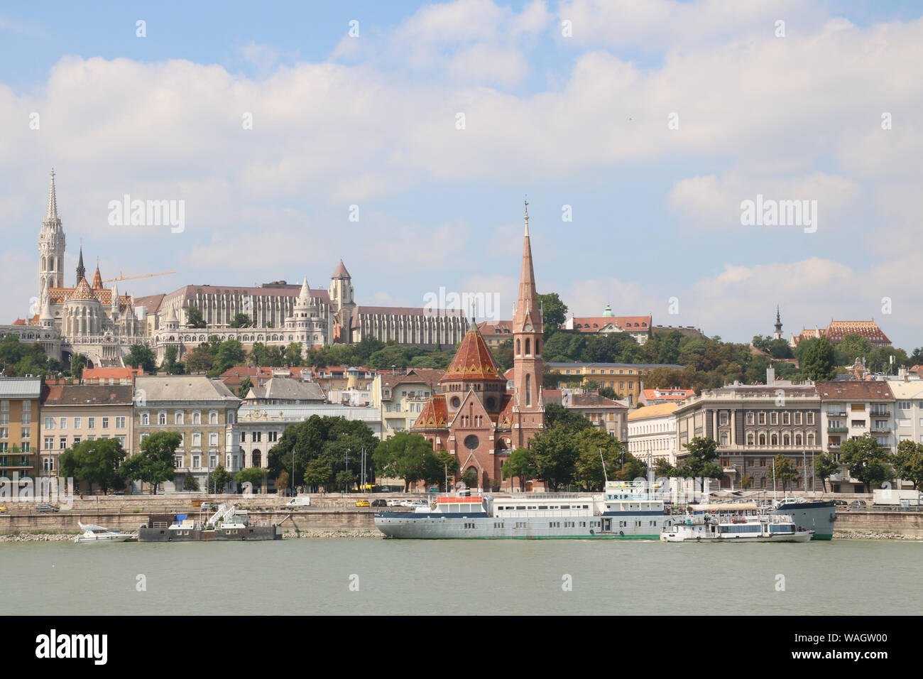 Budapest, view of Buda from Danube river Stock Photo - Alamy