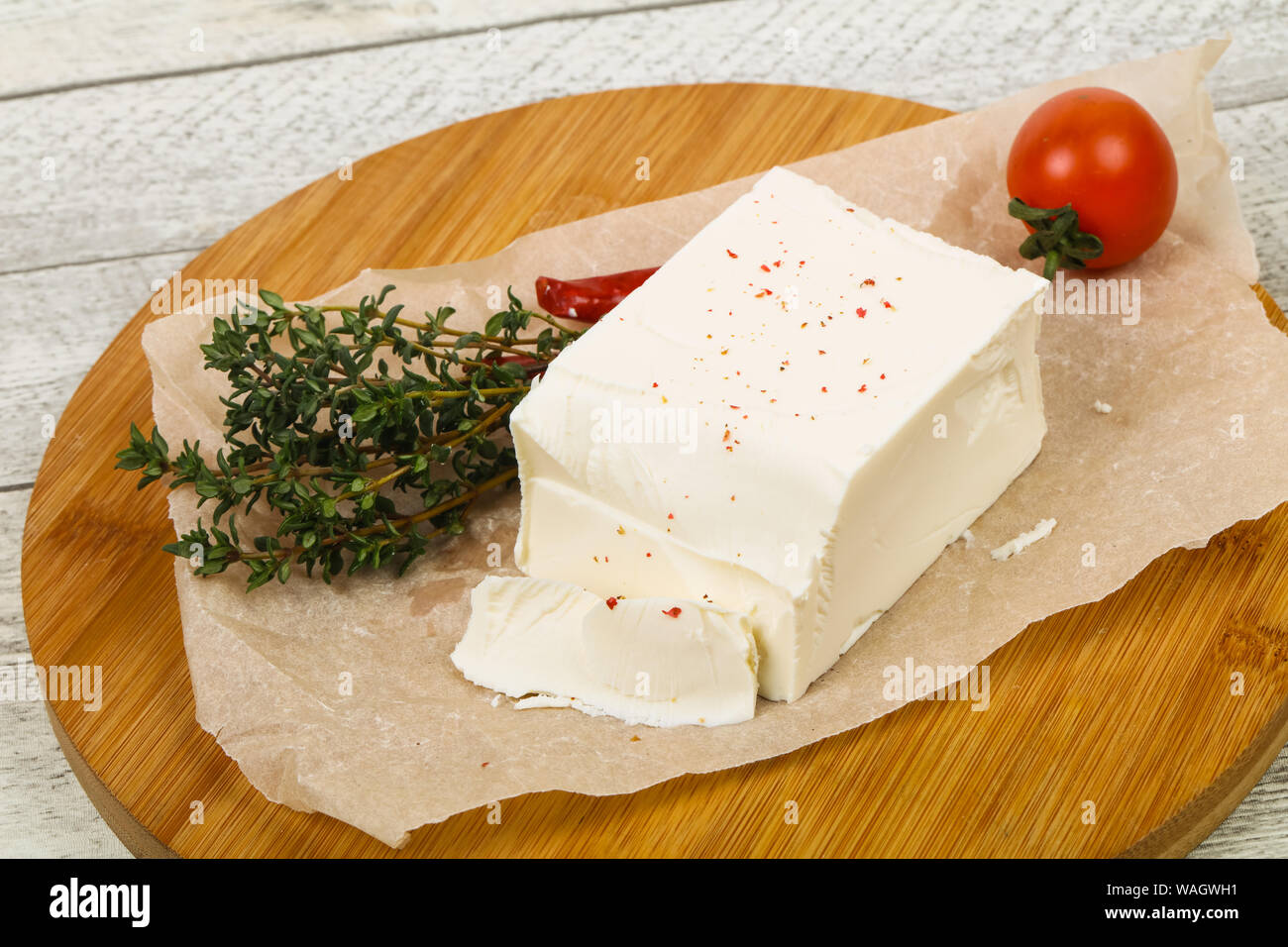Traditional Feta Cheese served thyme Stock Photo - Alamy