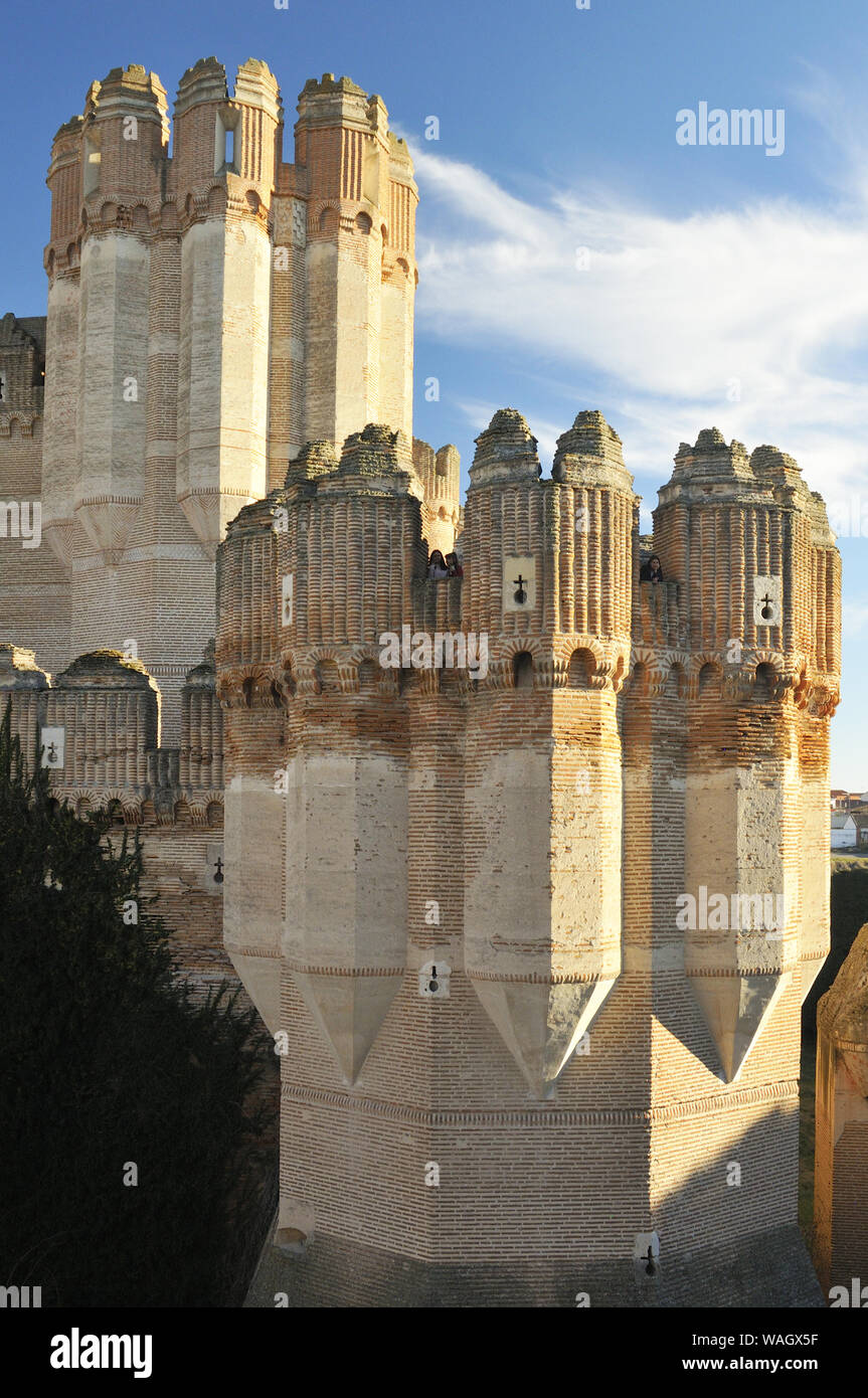 Towers of the castle of Coca, Segovia. Spain Stock Photo - Alamy
