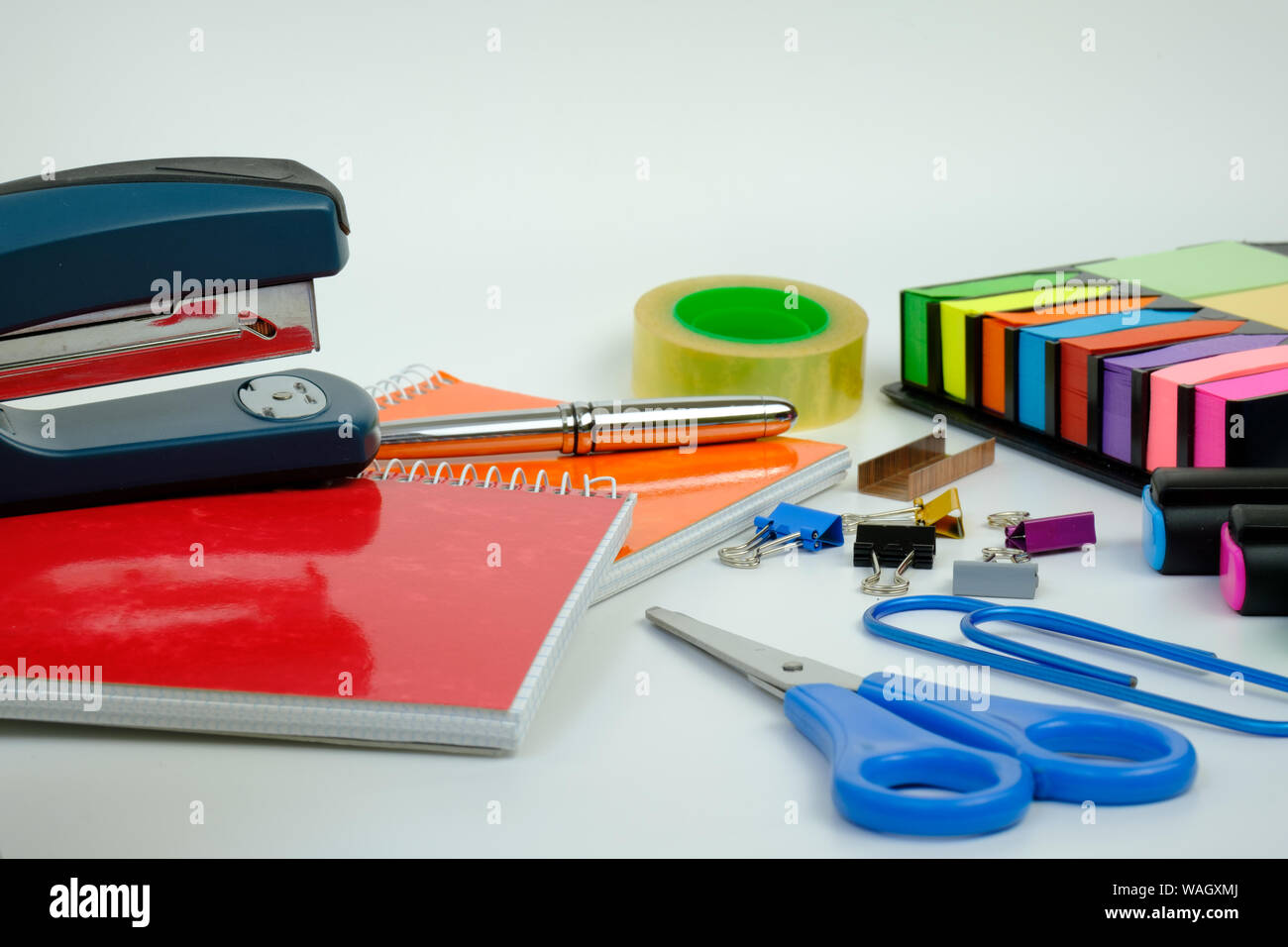 In this photo you can see a lot of school supplies in different ...