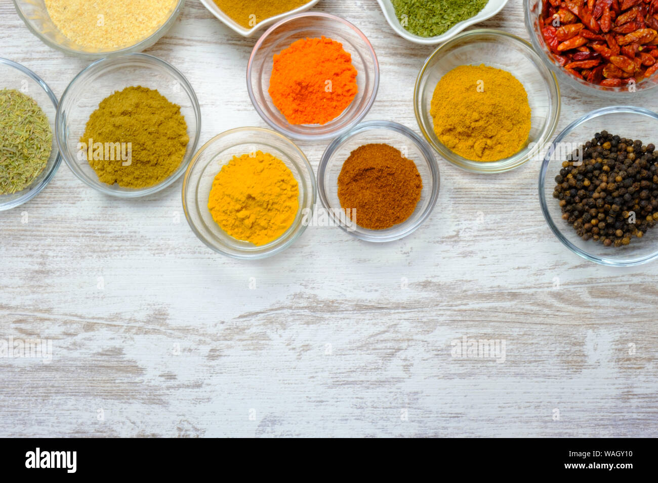 In this photo you can see different types of spices and food condiments ...