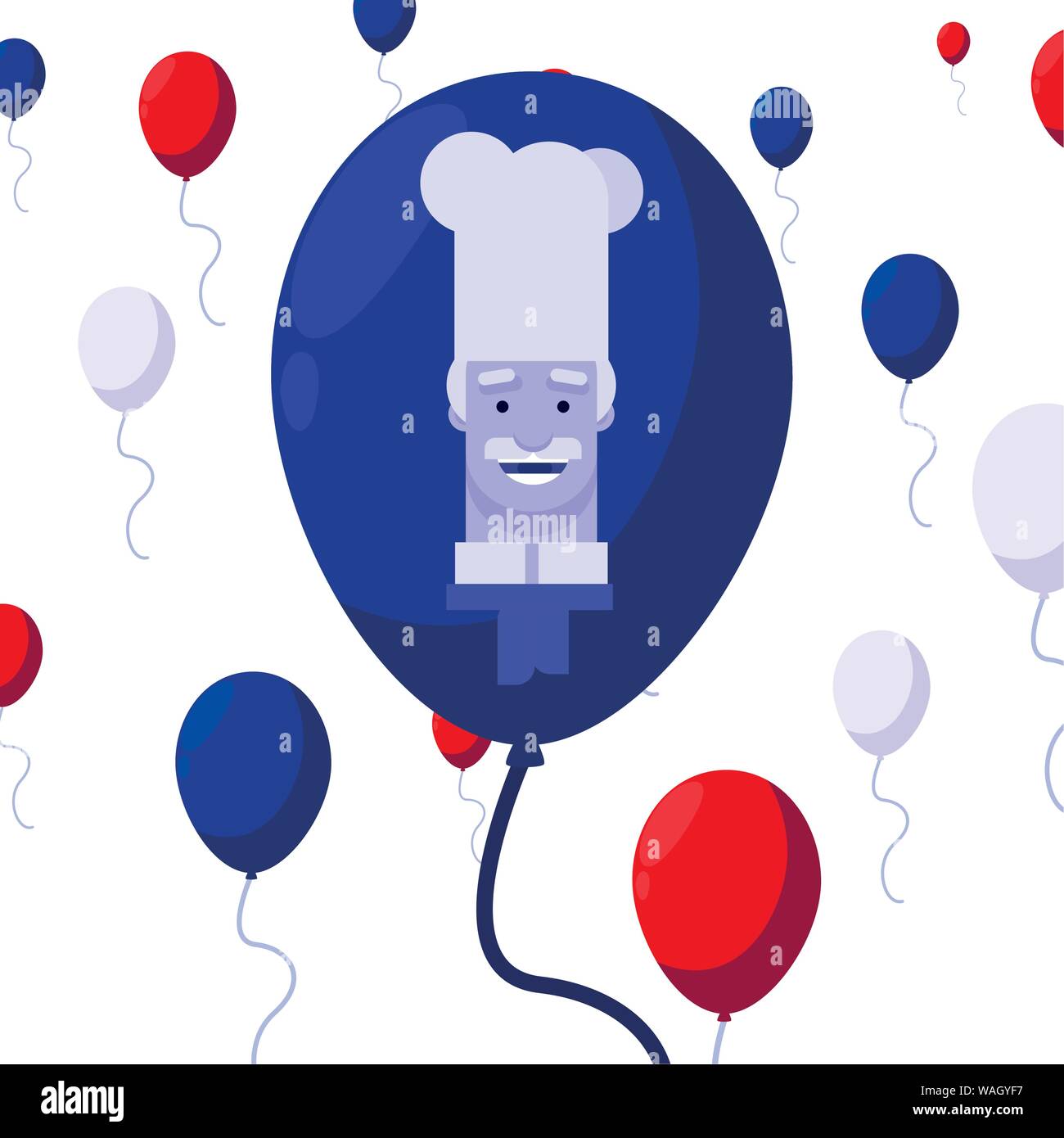 happy labor day - chef face balloons celebration vector illustration ...
