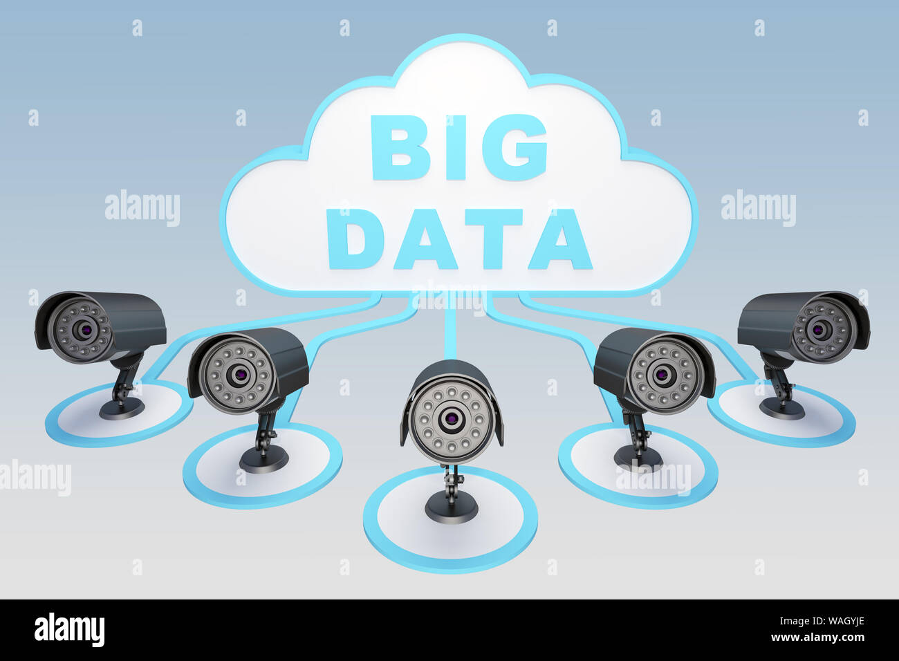 camera groups are connected to the database cloud. 3d rendering Stock ...