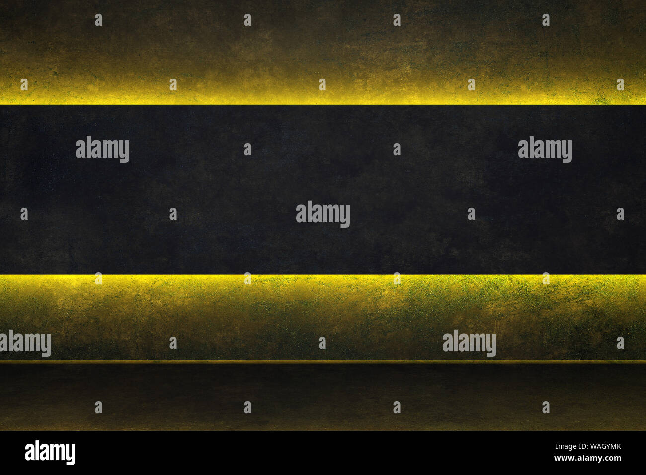 black concrete wall with yellow backlit lighting. 3d rendering Stock ...