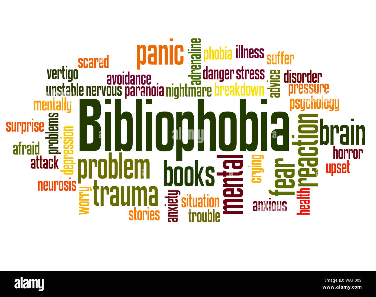 Bibliophobia fear of books word cloud concept on white background Stock ...