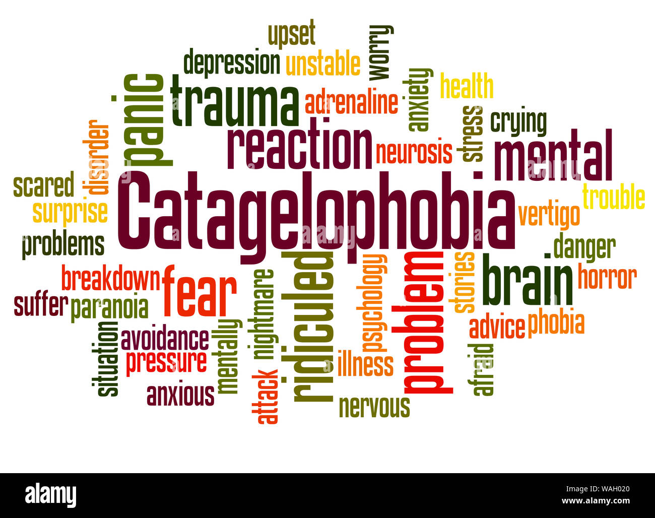 Catagelophobia fear of being ridiculed word cloud concept on white ...
