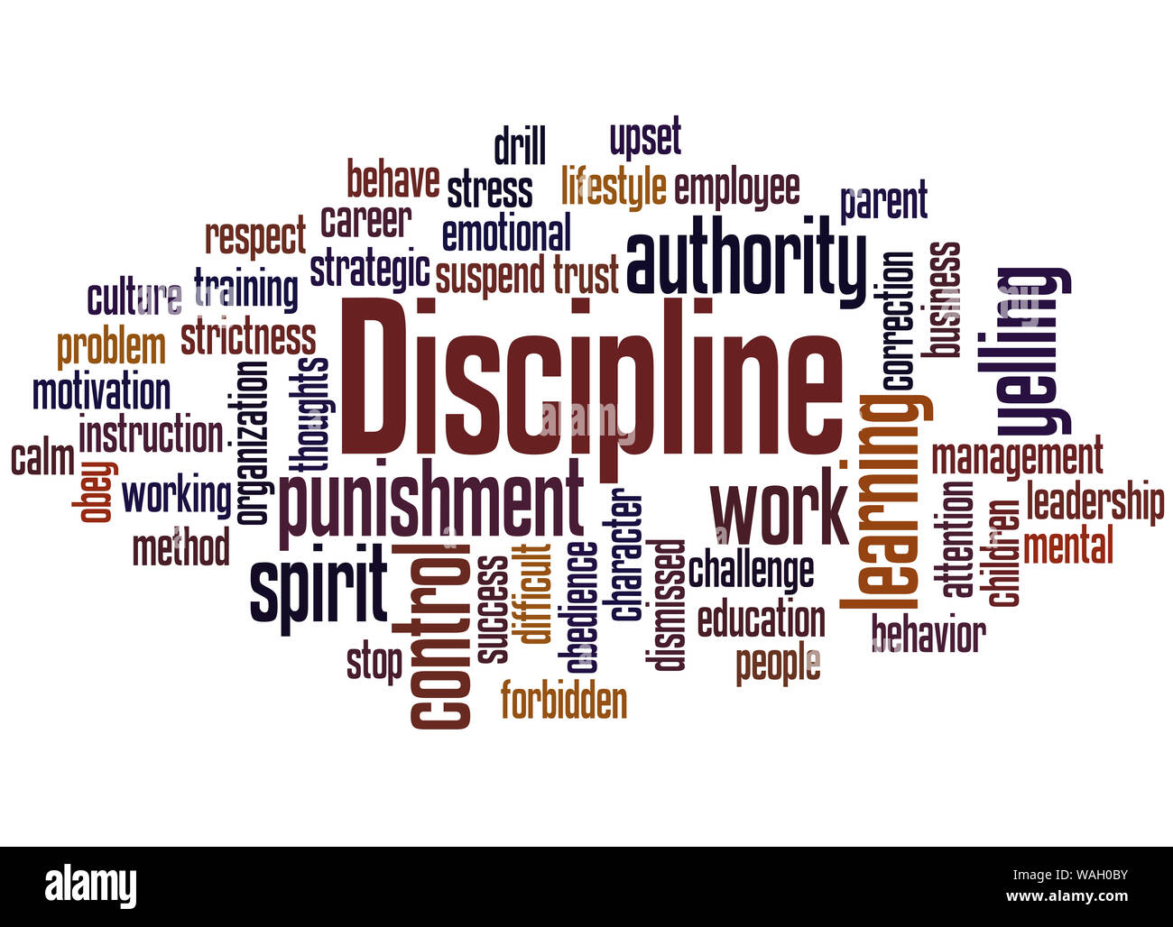 Discipline word cloud concept on white background Stock Photo - Alamy