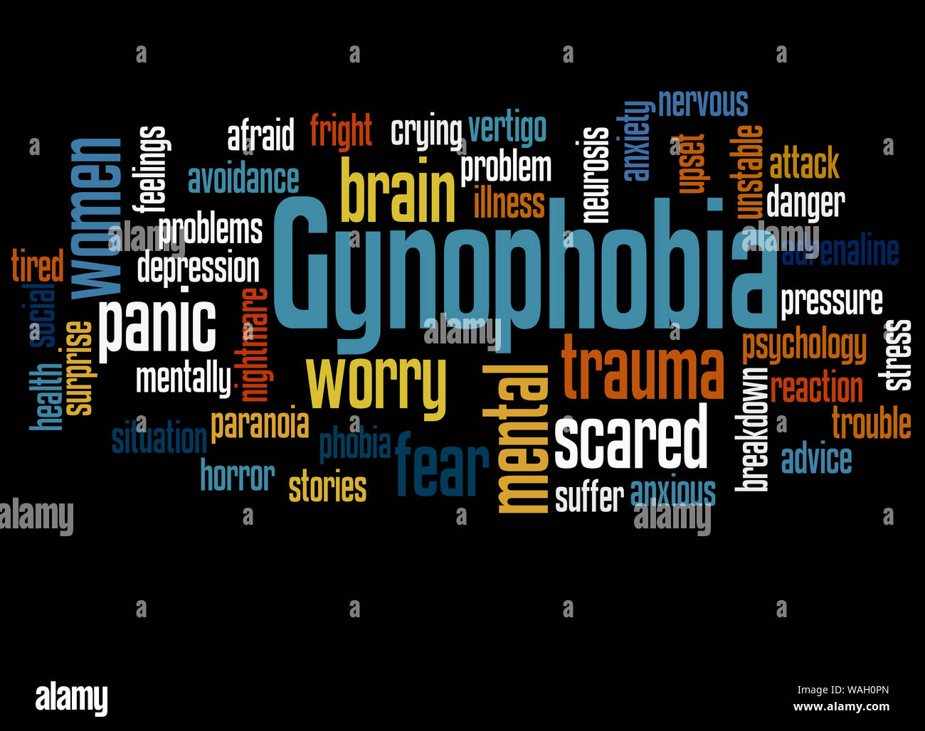 Gynophobia fear of women word cloud concept on black background Stock ...