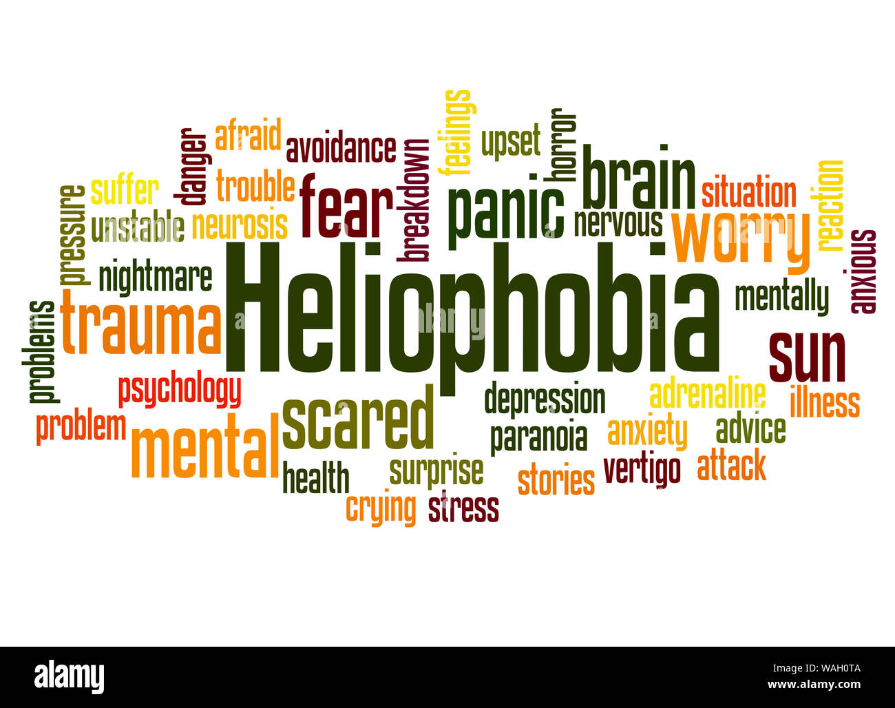 Heliophobia fear of the sun cloud concept on white background Stock ...