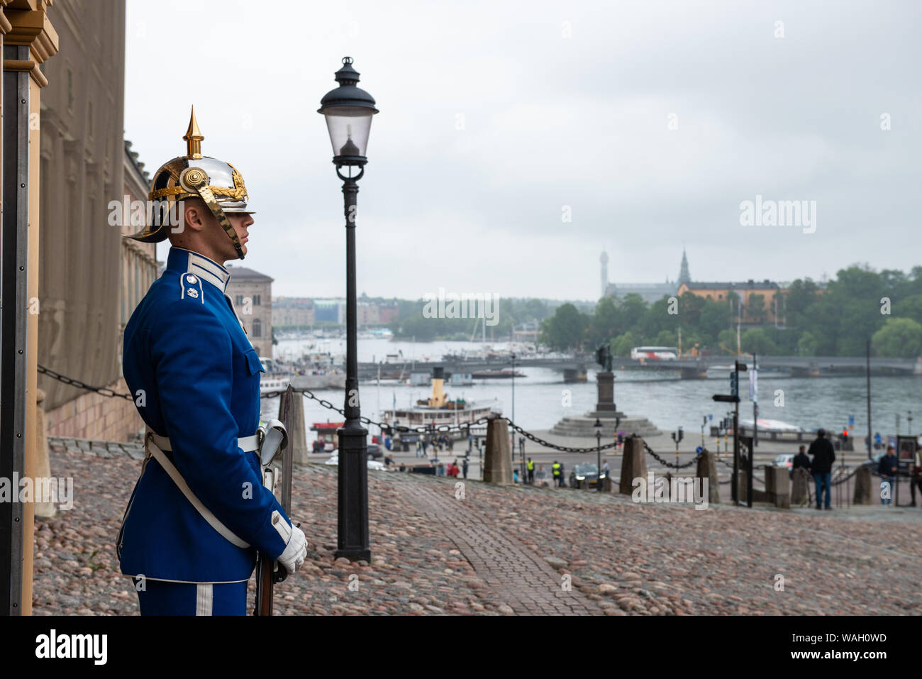 Ceremonial Guard standing to attention outside the gates of The Royal ...