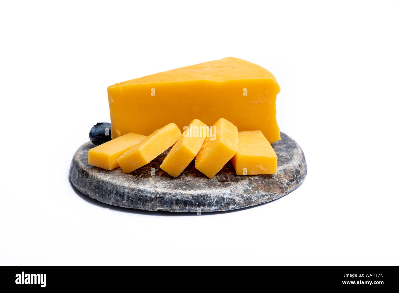 Cheddar cheese collection, piece of yellow Cheddar cheese made from cow ...