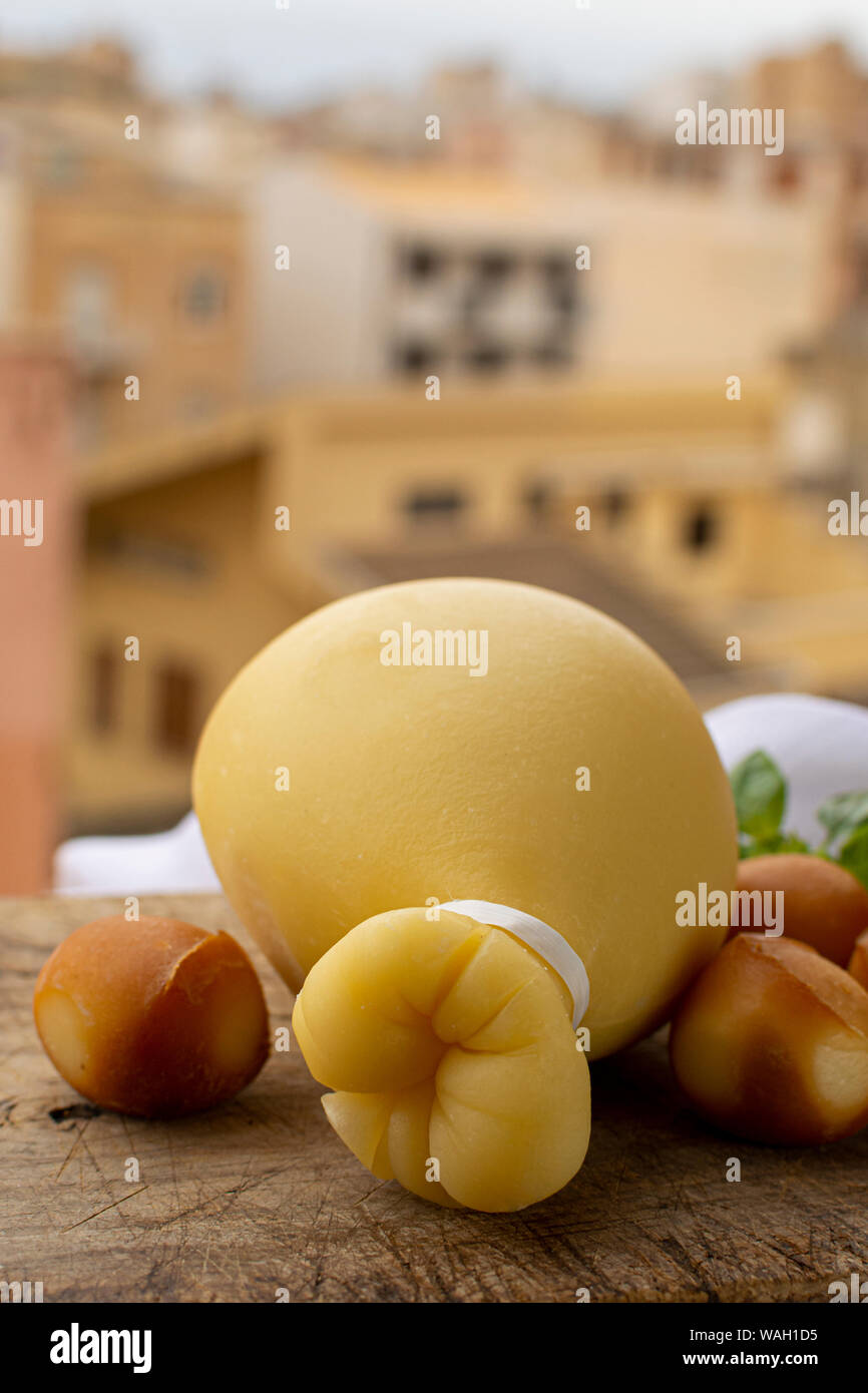 Cheese collection, Italian provolone caciocavallo aged and smoked ...