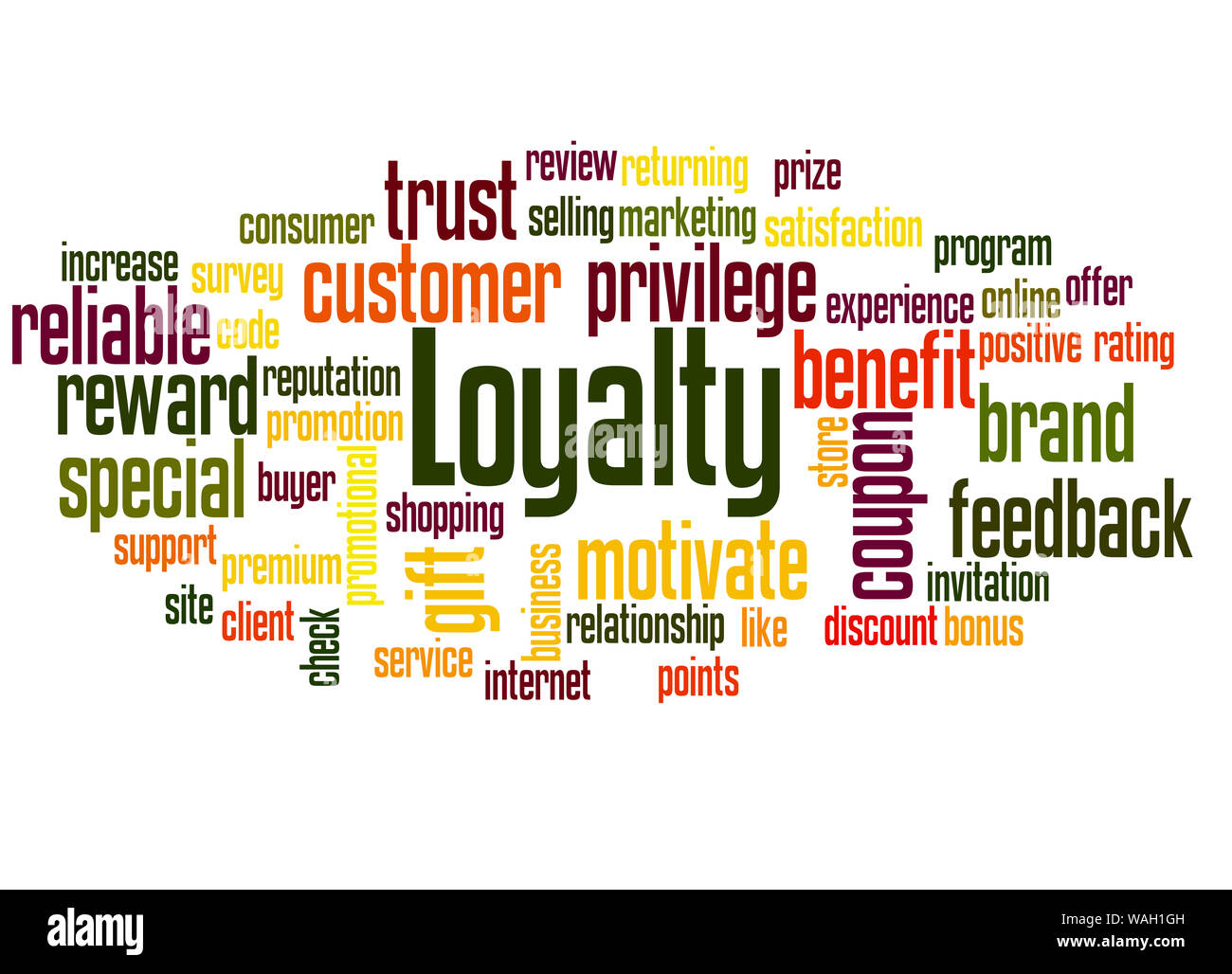Loyalty word cloud concept on white background Stock Photo - Alamy