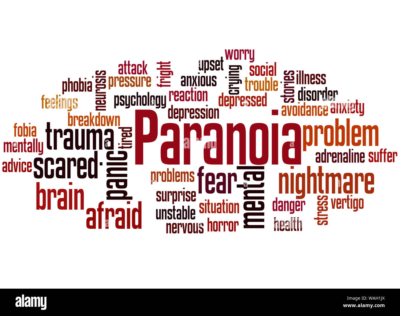 Paranoia word cloud concept on white background Stock Photo - Alamy