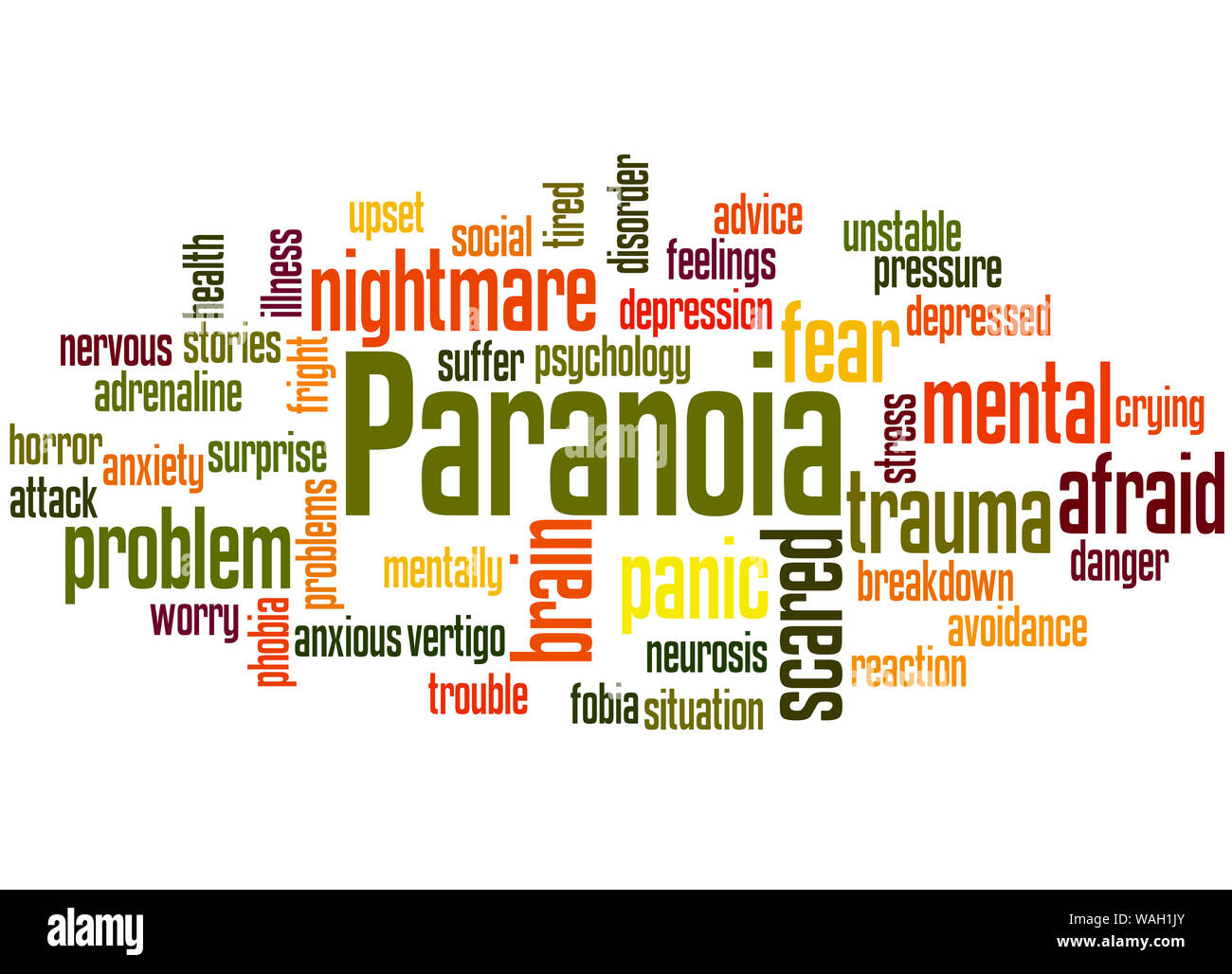 Paranoia word cloud concept on white background Stock Photo - Alamy