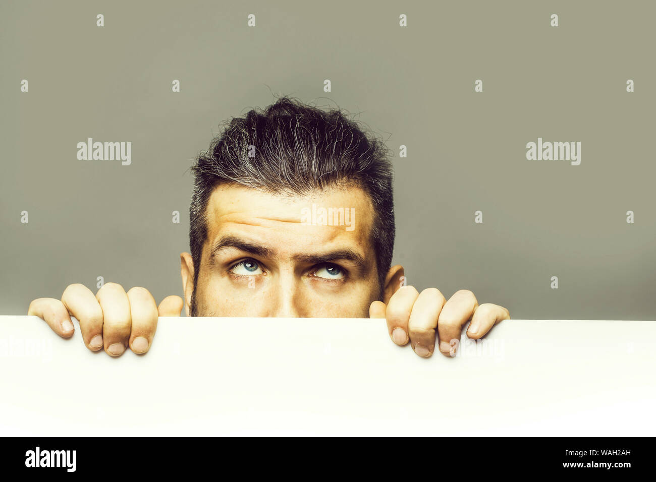 scared man with paper Stock Photo - Alamy