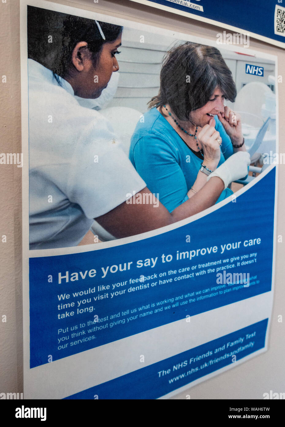 patient waiting area poster 'Have your say' Stock Photo - Alamy