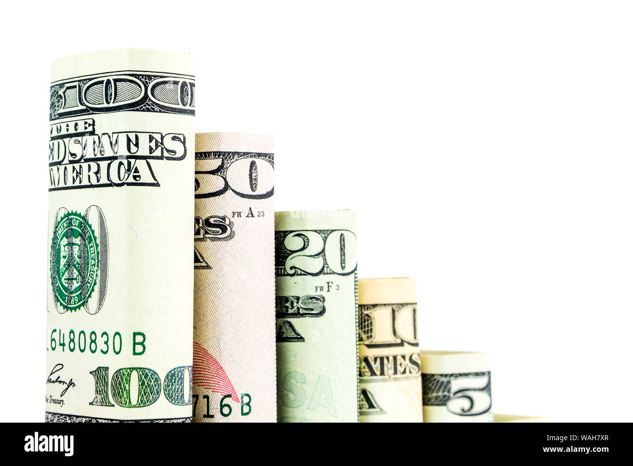 declining steps made of blocks of all american dollar denomination ...