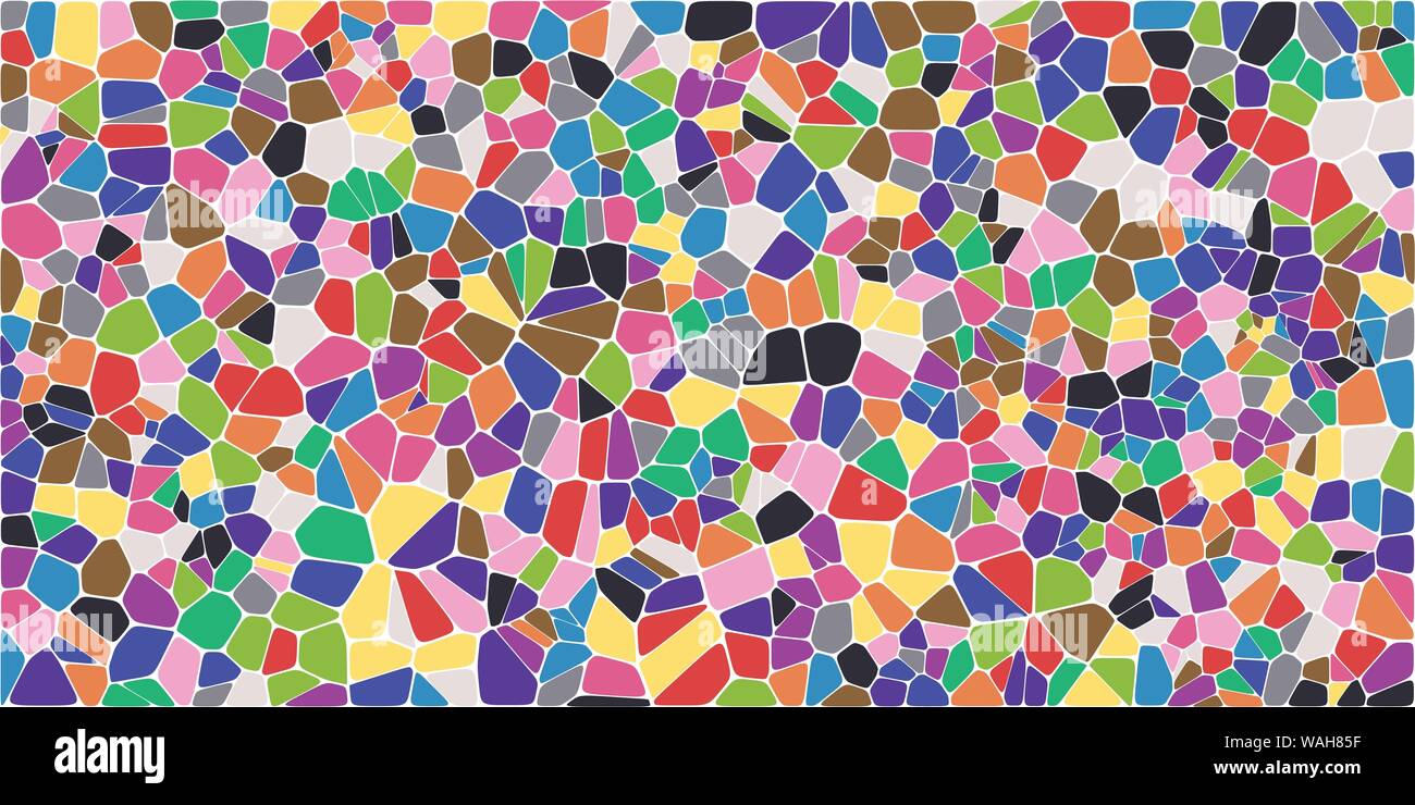 Stained glass colorful voronoi with fillet, vector abstract. Irregular ...