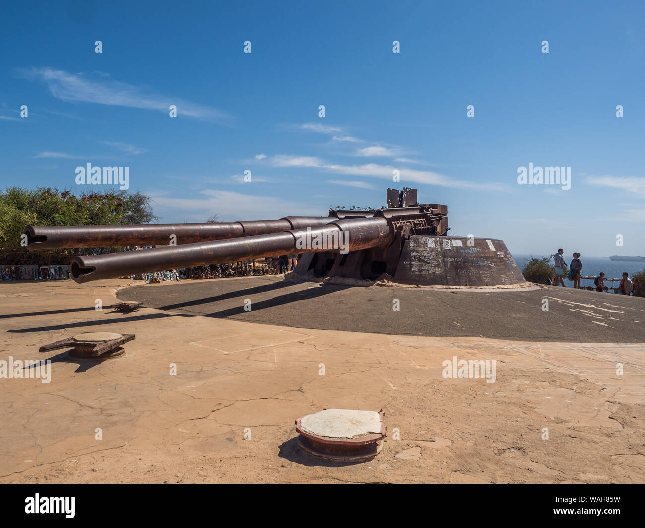 Big old broken gun at the top of Goree island in Senegal Stock Photo ...