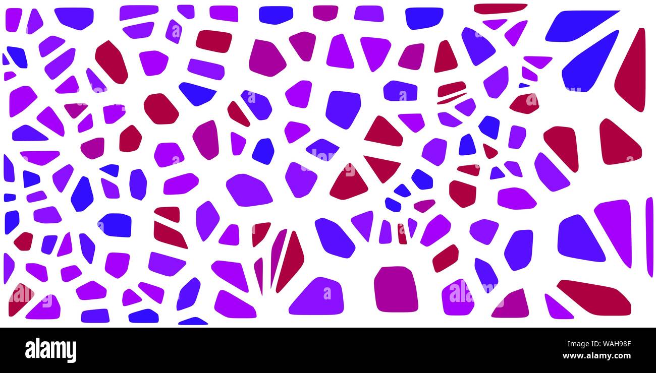 Stained glass colorful voronoi with fillet, vector abstract. Irregular ...