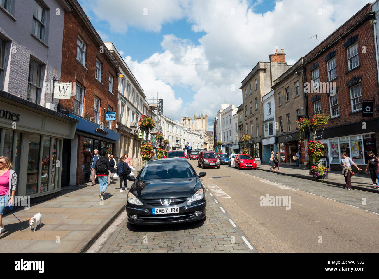 High Street in the City of Wells, Somerset, England, UK Stock Photo - Alamy