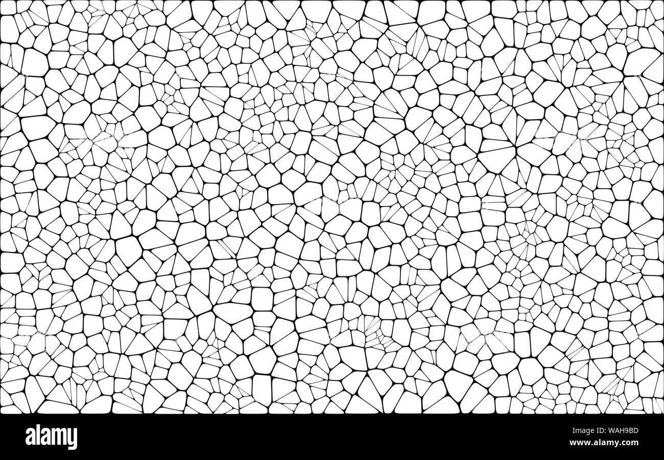 Stained glass colorful voronoi with fillet, vector abstract. Irregular ...