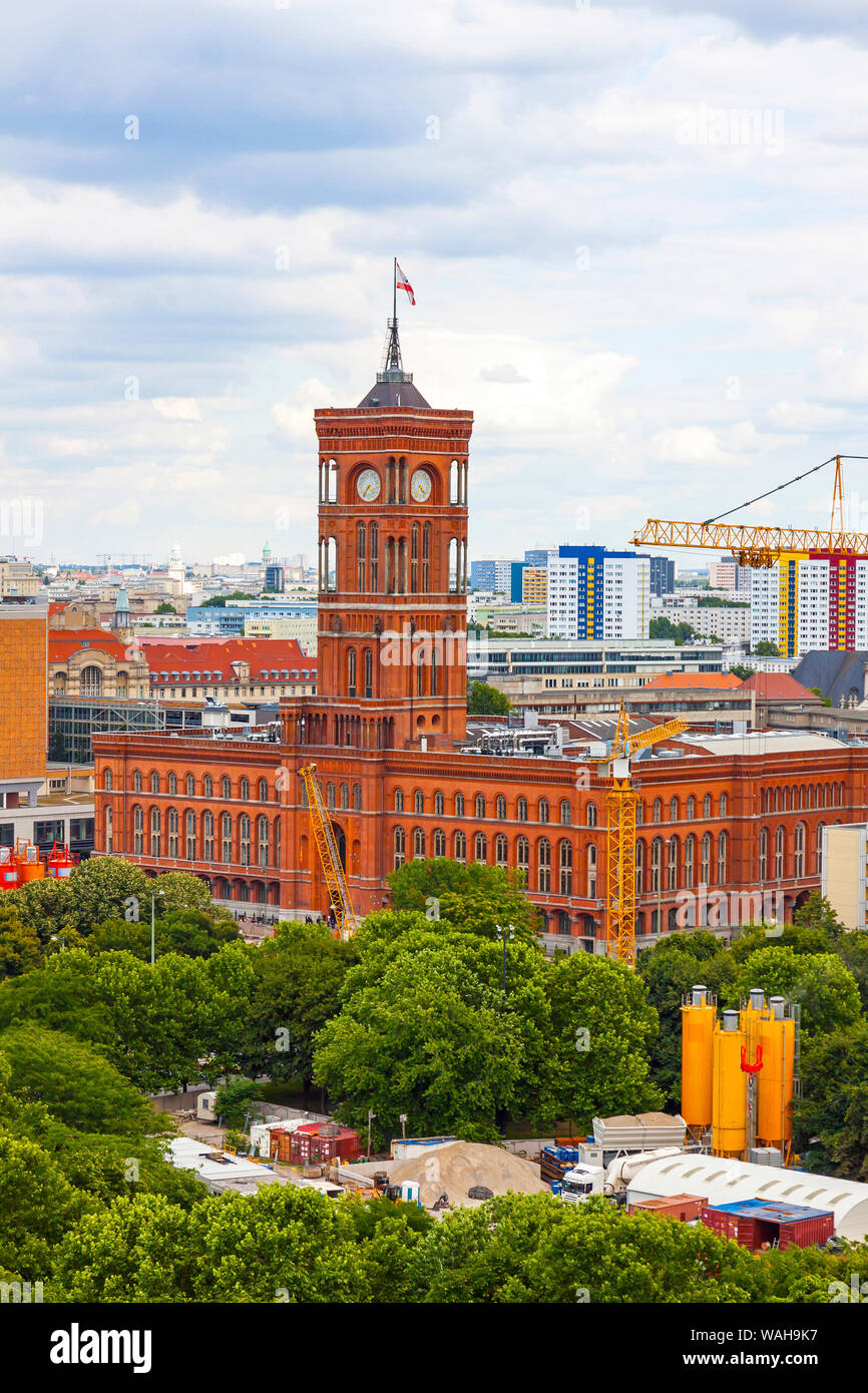 Aerial view of Berlin City Hall (Rotes Rathaus), Germany Stock Photo ...