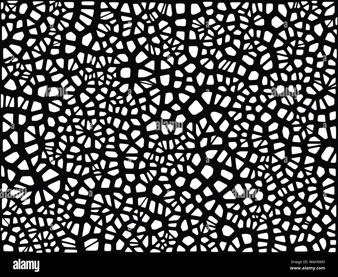 Stained glass colorful voronoi with fillet, vector abstract. Irregular ...