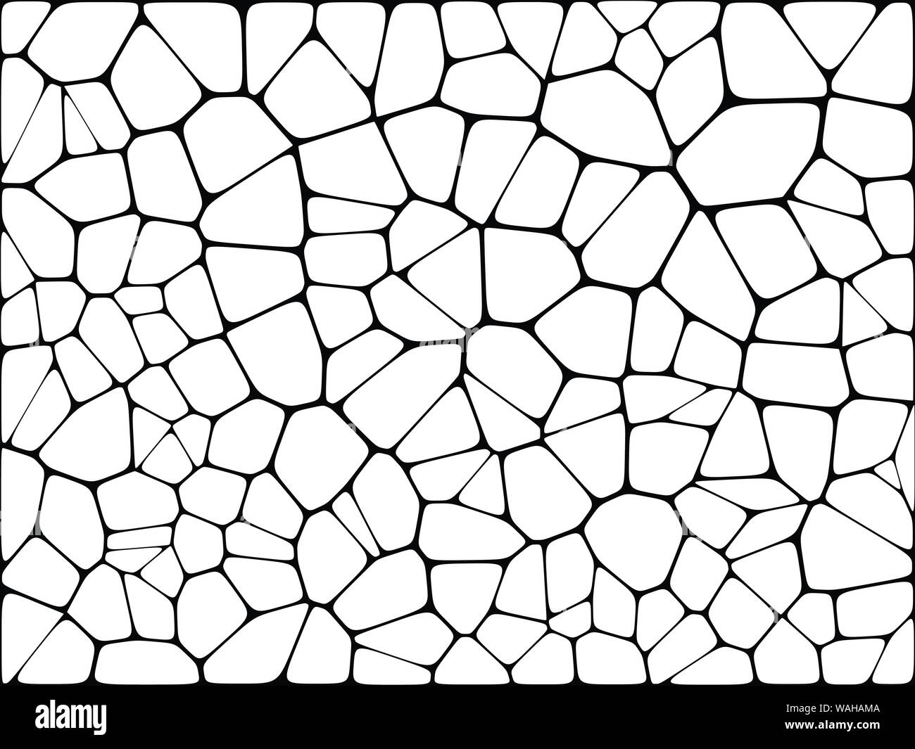 Stained glass colorful voronoi with fillet, vector abstract. Irregular ...