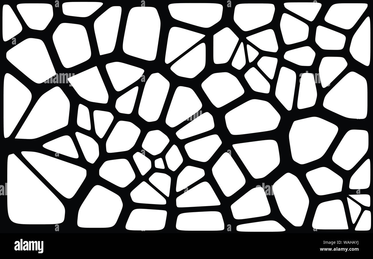 Stained glass colorful voronoi with fillet, vector abstract. Irregular ...