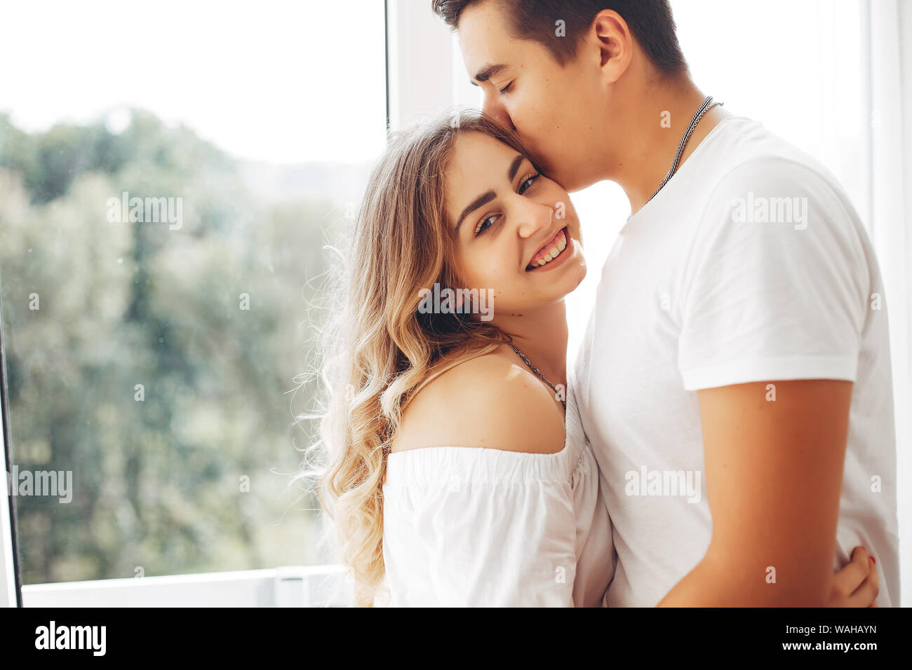 Beautiful couple at home Stock Photo - Alamy