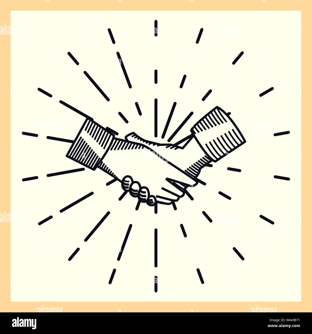 business handshake line style design vector illustration Stock Vector ...
