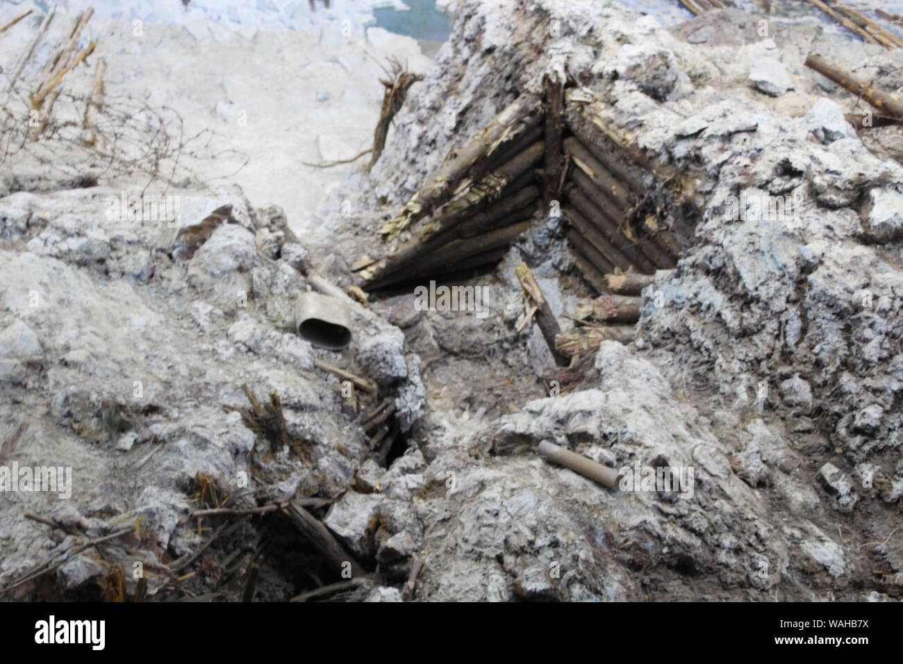 The firing point in the form of a trench with shelter from enemy fire ...