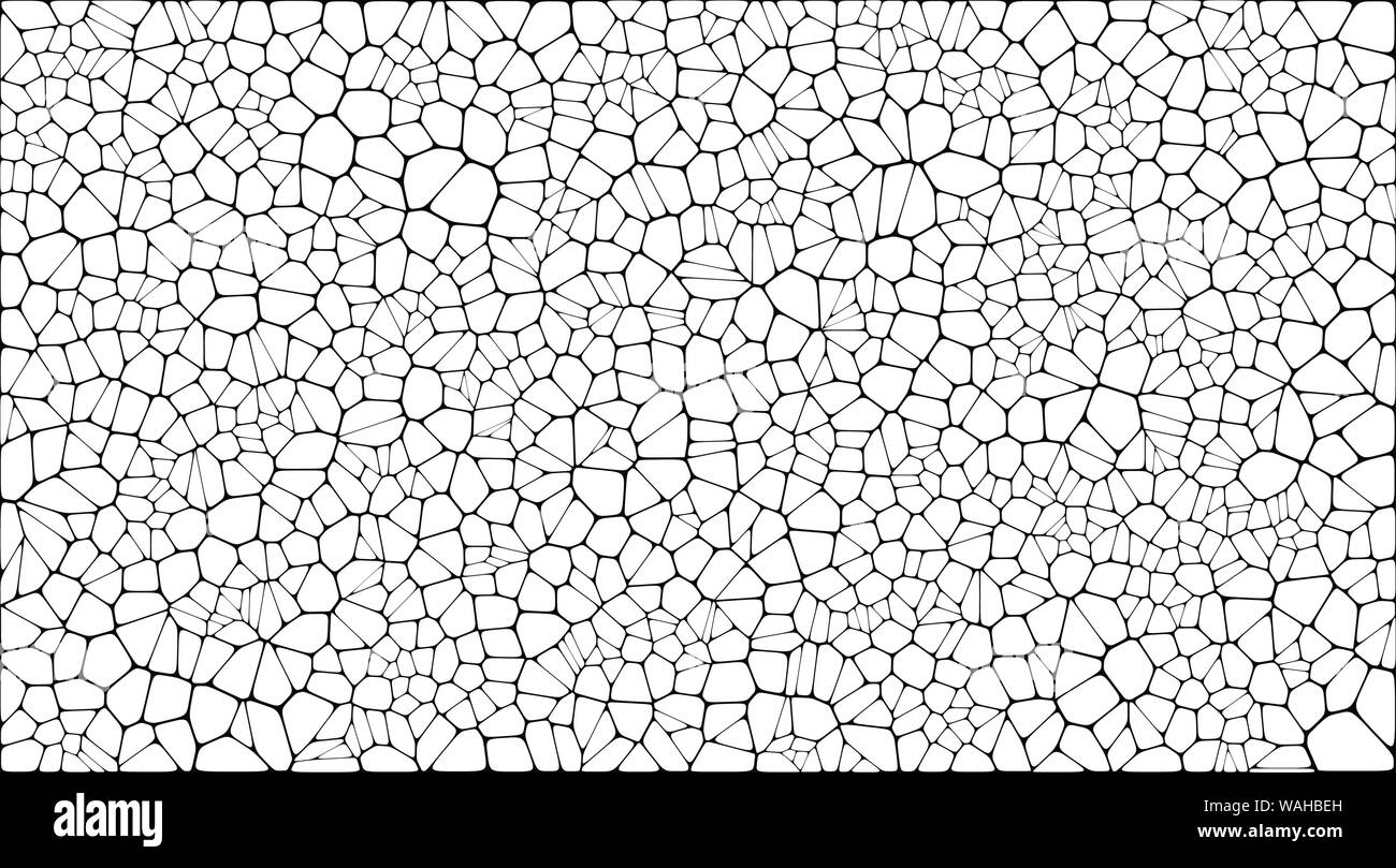 Stained glass colorful voronoi with fillet, vector abstract. Irregular ...